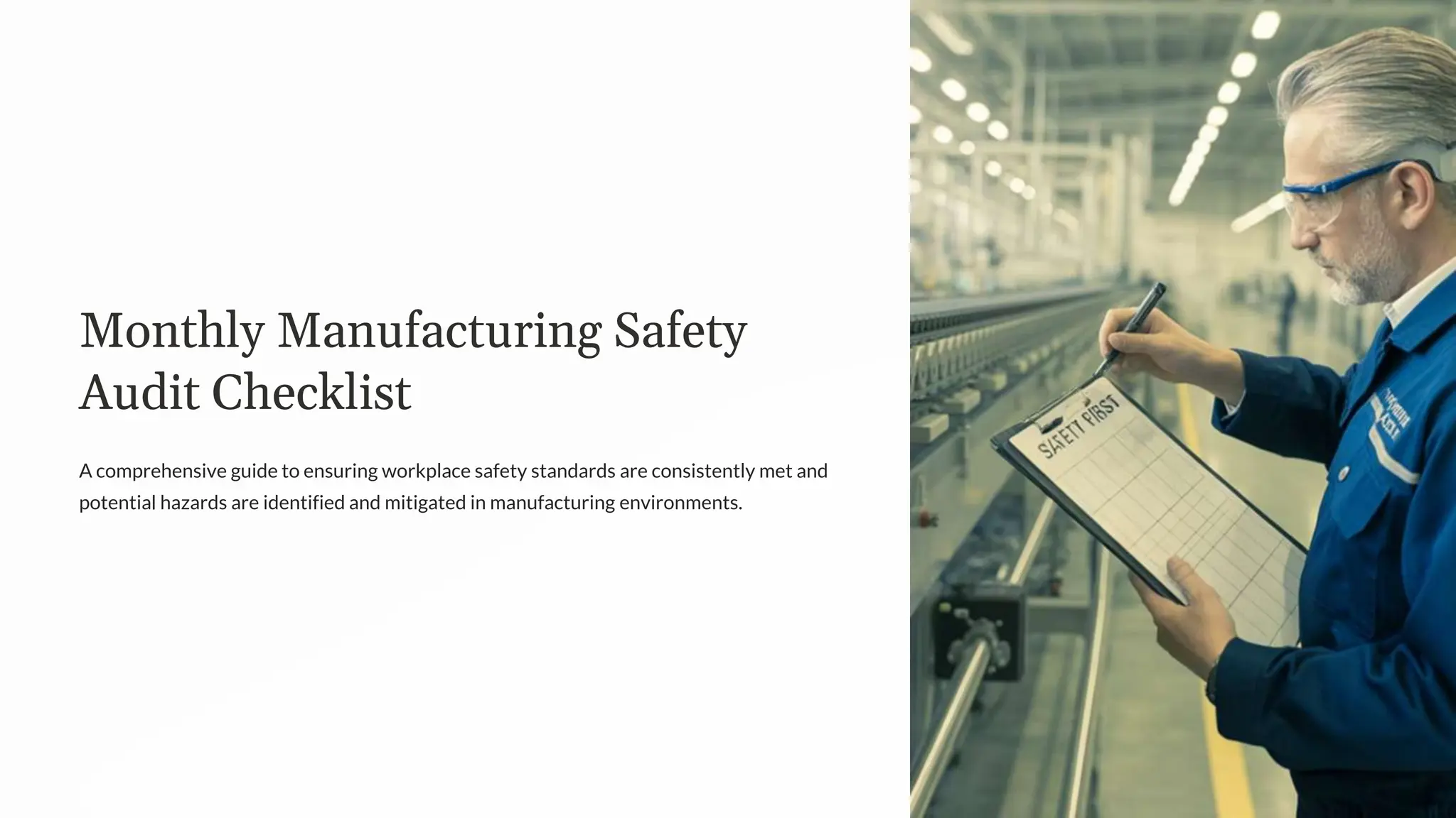 Manufacturing Safety Audit Checklist with eAuditor Audits & Inspections ...