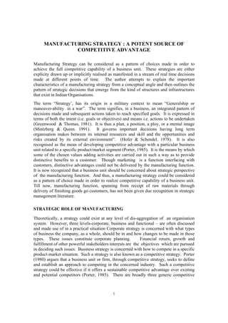 Manufacturing strategy | PDF | Manufacturing Industry | Industries