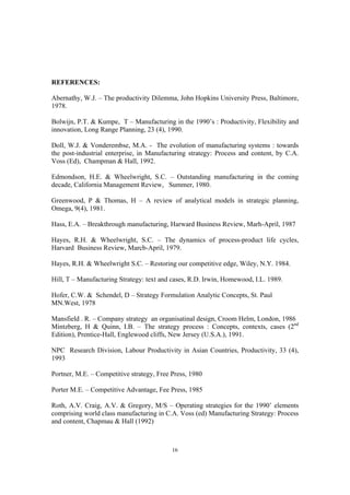Manufacturing strategy | PDF