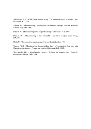 Manufacturing strategy | PDF