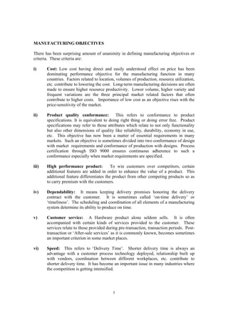 Manufacturing strategy | PDF