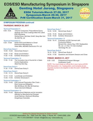EOS/ESD Association, Inc. Manufacturing Symposium in Singapore | PDF