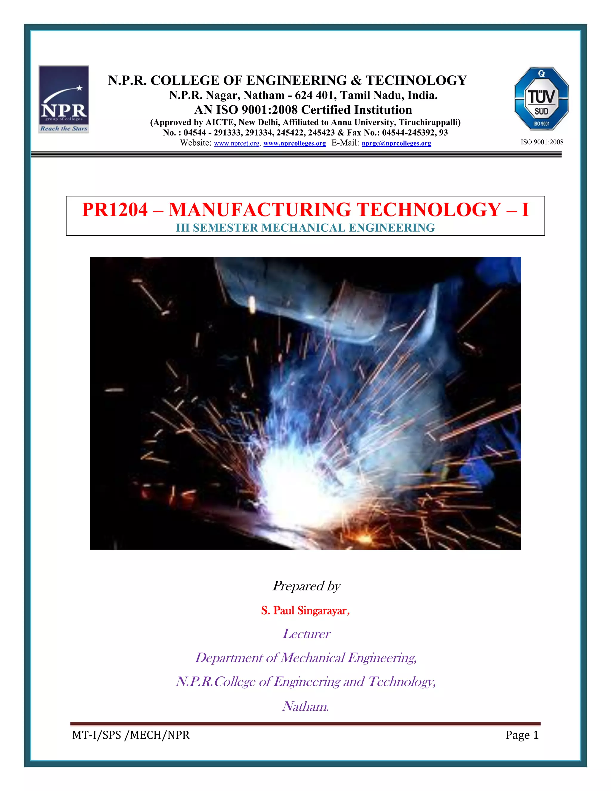 Manufacturing technology | PDF