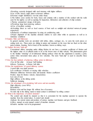 Manufacturing technology II 2 marks questions & answers | DOCX