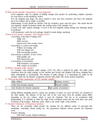 Manufacturing technology II 2 marks questions & answers | DOCX