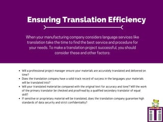 Preparing for Manufacturing Translation Services | PPT