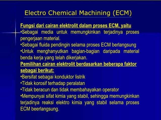 Manufaktur pemesinan non konvensional kimia (ch m,ecm) | PPTX