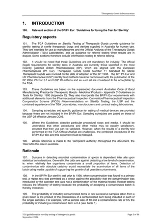 Manuf sterility testing guidelines (tga) 2006 | PDF