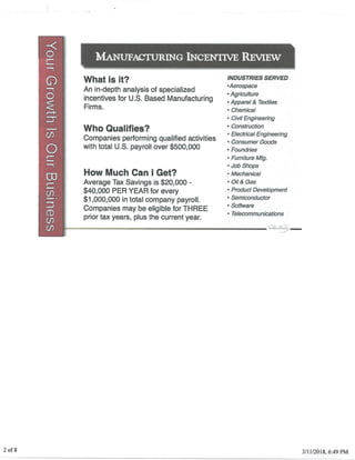 Manufacturing Incentive Review | PDF | Personal Taxes | Personal Finance