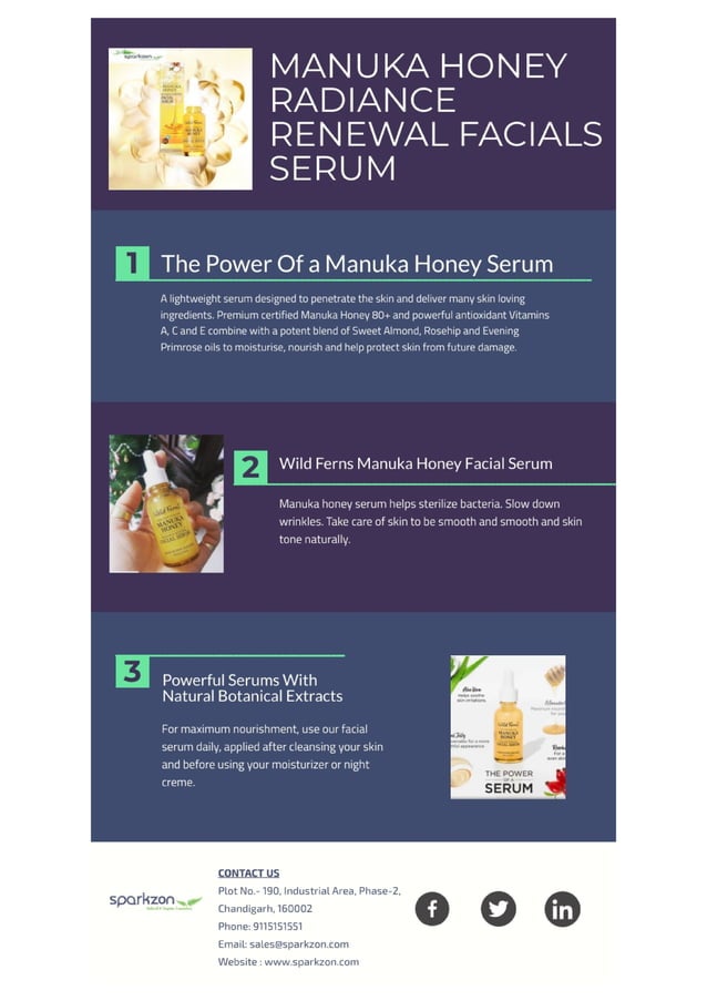 Manuka Honey Facial Serum - Spark Cosmetic | PDF