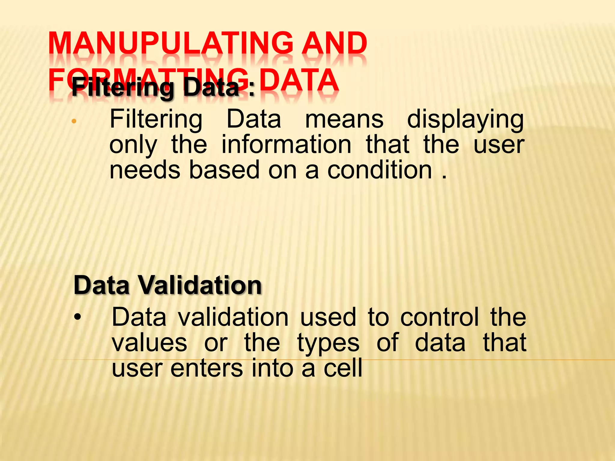 Manupulating and formatting data | PPT