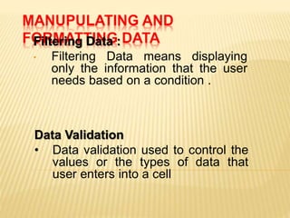 Manupulating and formatting data | PPT