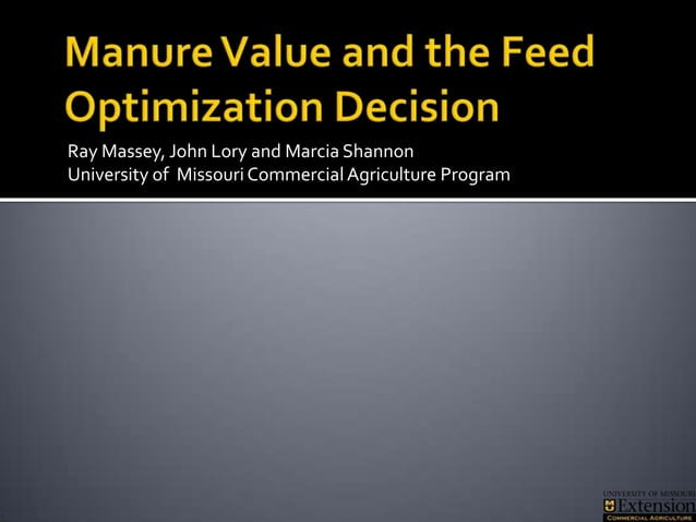 Integrating Manure Into Feed Ration Optimization | PPT