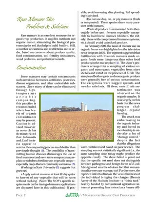 Manures for Organic Crop Production | PDF