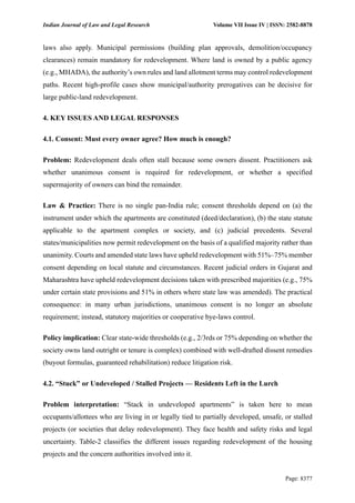 REGULATORY FRAMEWORKS AND GAPS IN INDIA’S URBAN REDEVELOPMENT LAWS | PDF
