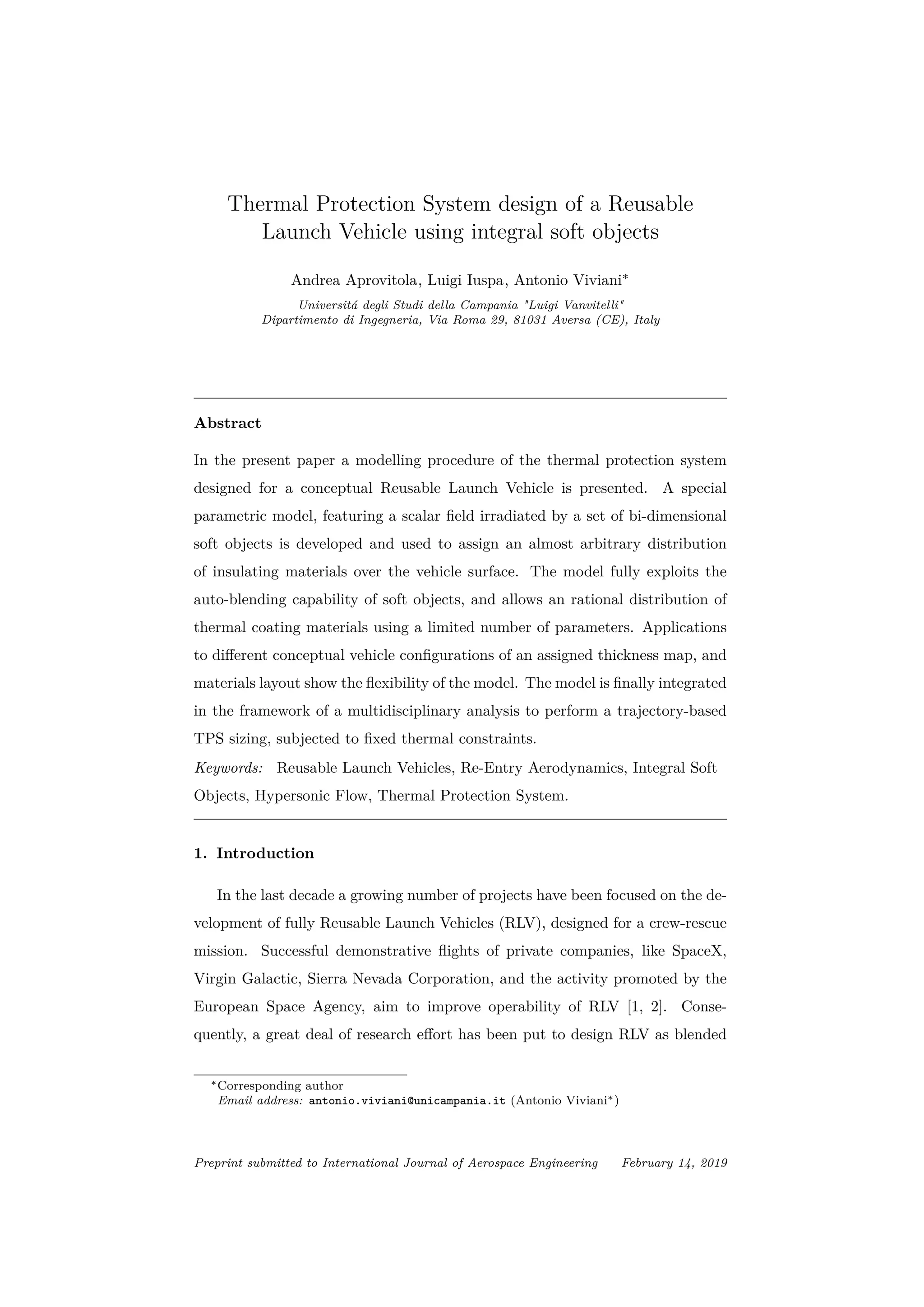 Thermal Protection System design of a Reusable Launch Vehicle using ...