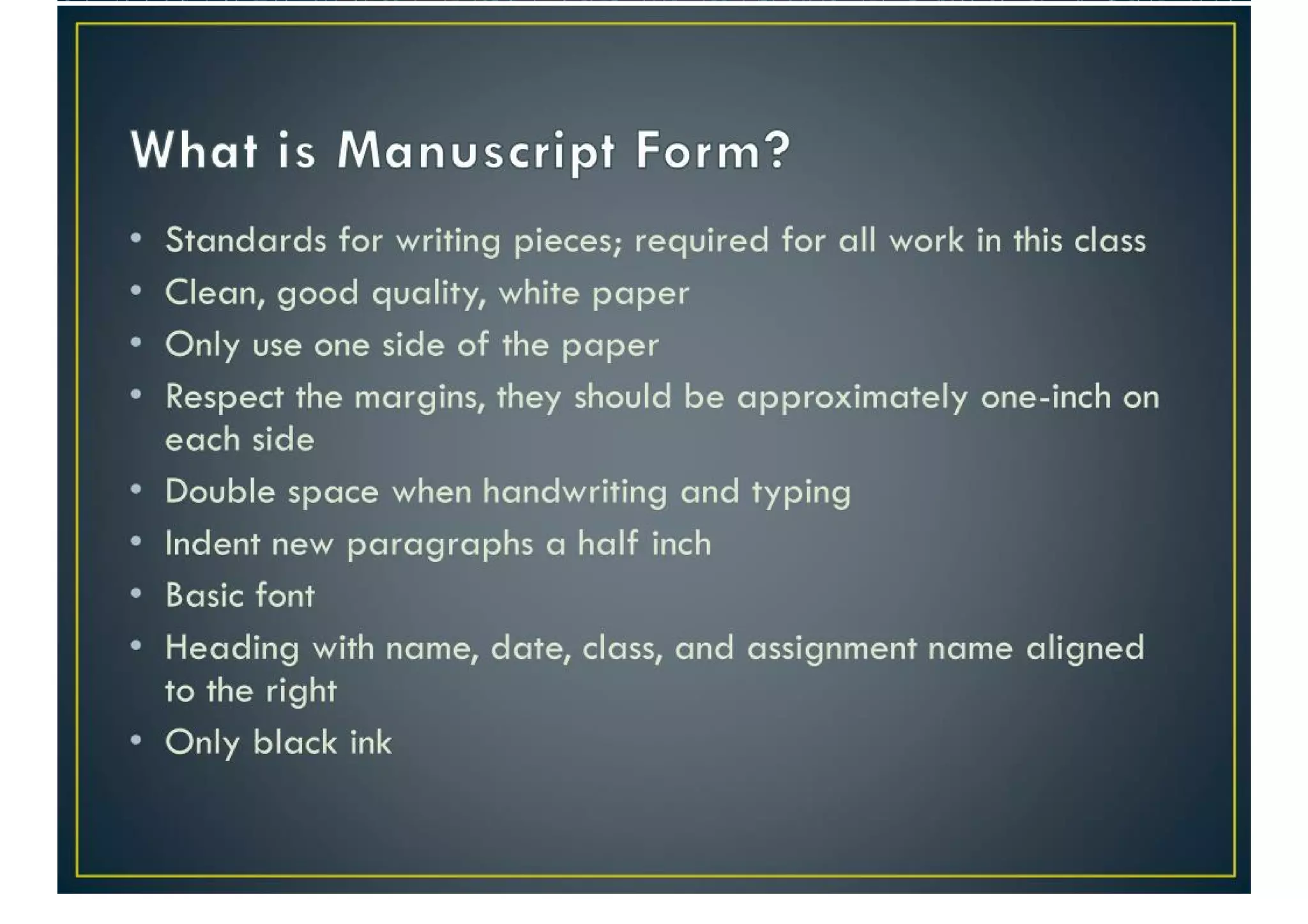 Manuscript Form | PPT