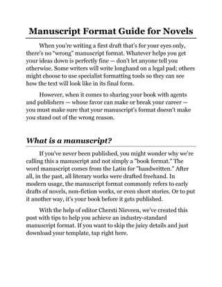 Manuscript format guide for novels | Authors | Content Shaping Delhi ...