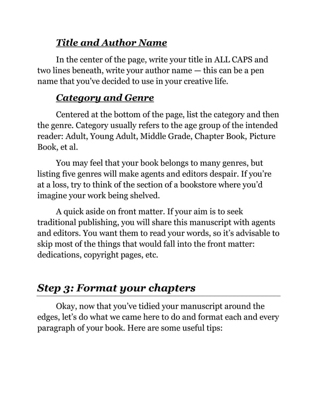 Manuscript format guide for novels | Authors | Content Shaping Delhi India Chandigarh | PDF ...