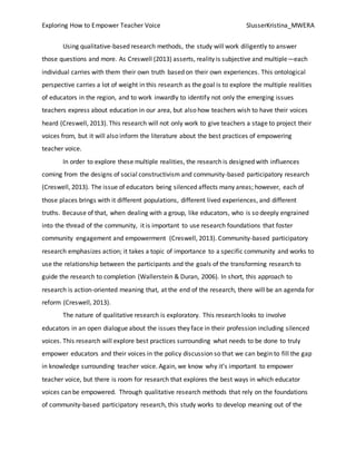 Exploring How to Empower Teacher Voice | DOCX