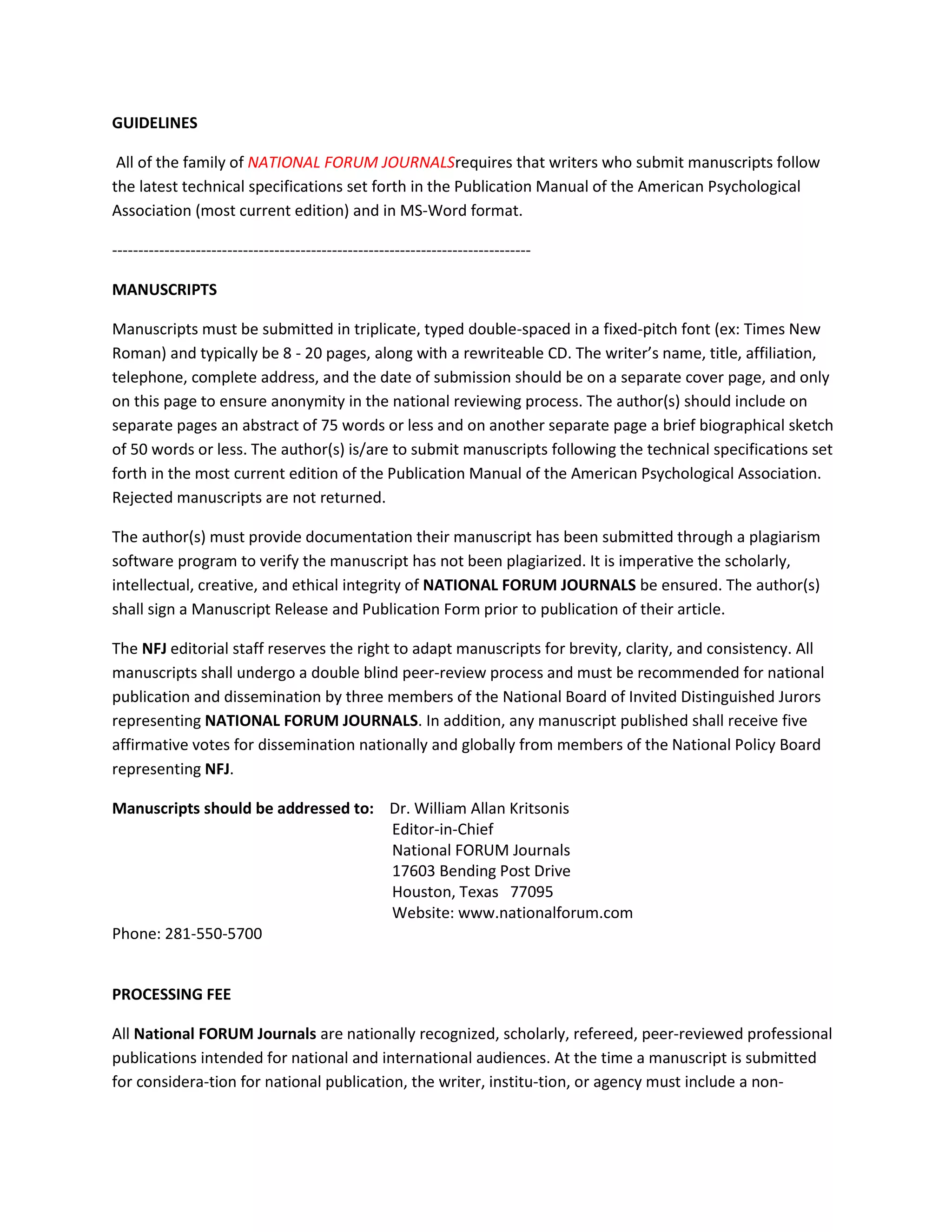 Manuscript submission guidelines for a hard copy journal | PDF | Free ...