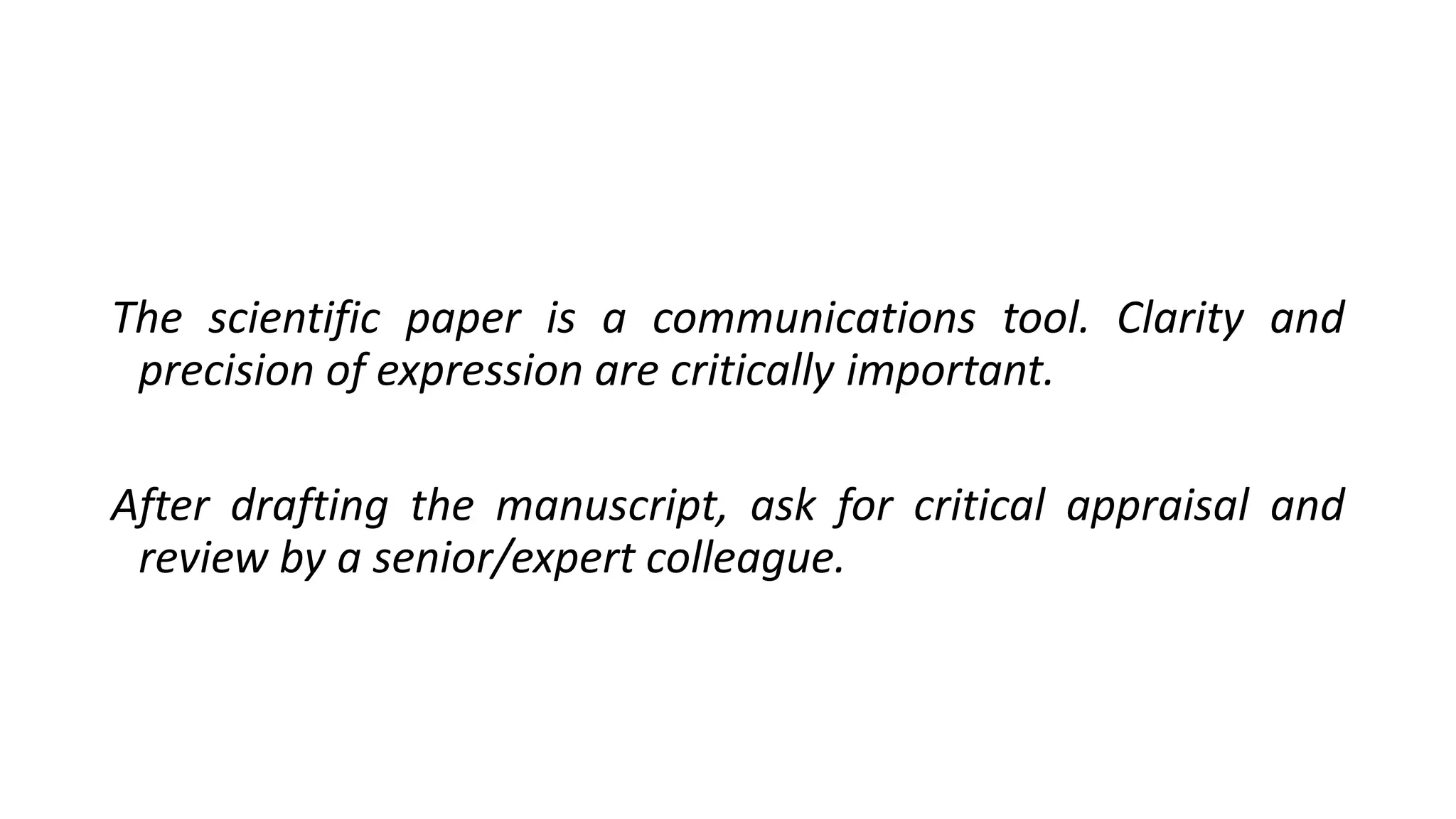 Manuscript writing and publication | PPTX