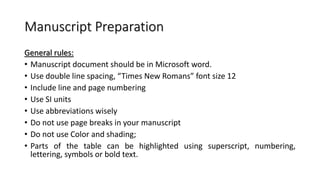 Manuscript writing and publication | PPTX