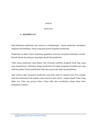 Manusia dan penderitaan | DOCX