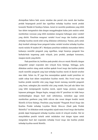 PENGARUH BRAND IMAGE DAN KUALITAS PRODUK TERHADAP LOYALITAS MEREK ...
