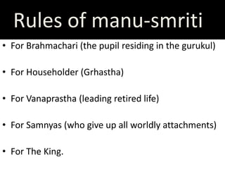 Manu smriti | PPTX | Hinduism | Religion & Spirituality