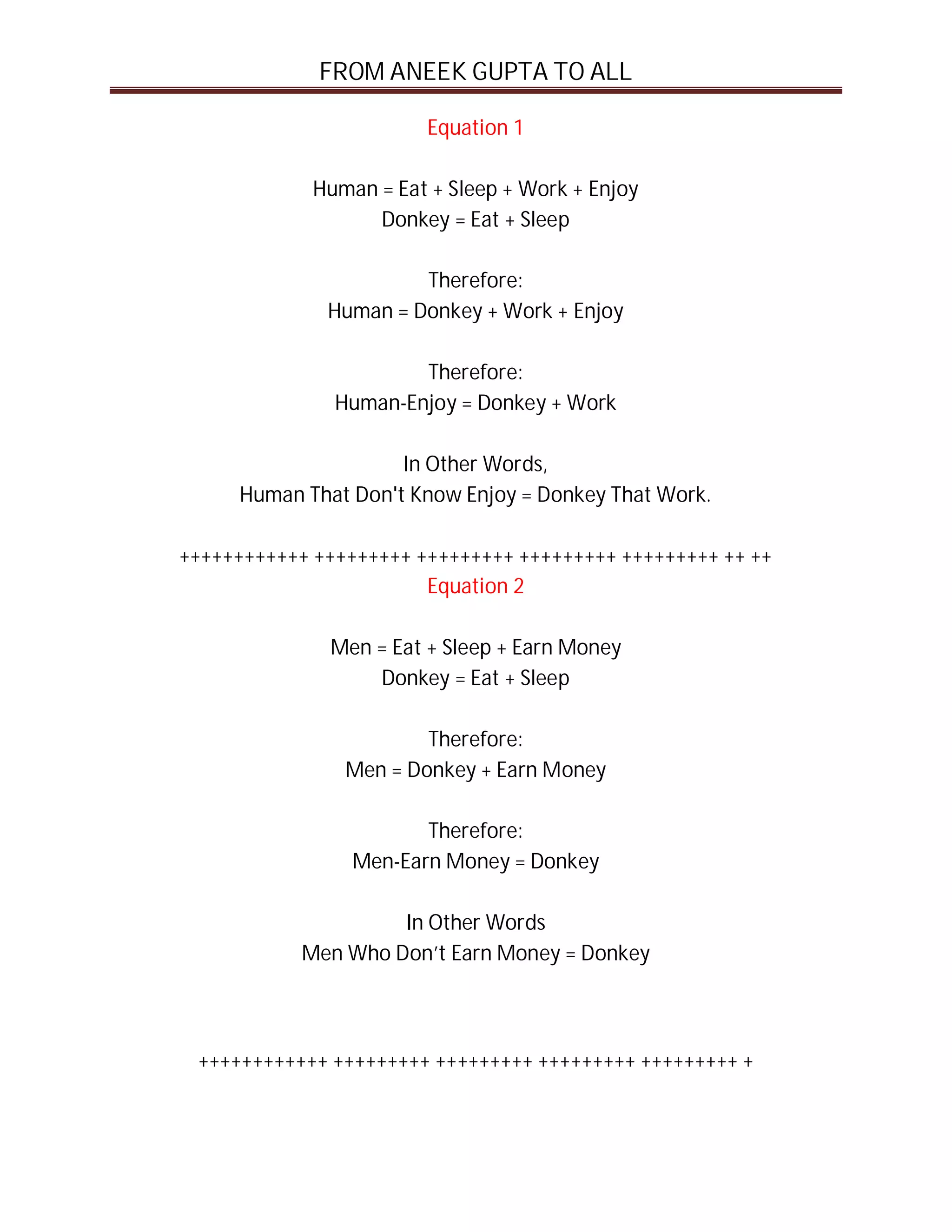 Man Women Equation | PDF