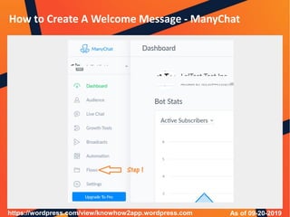 How to Create A Welcome Message ManyChat | PDF