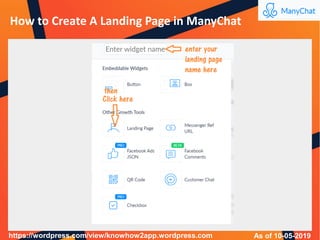 How To Create A Landing Page In ManyChat | PDF | Internet for Beginners | Internet