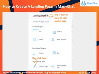 How To Create A Landing Page In ManyChat | PDF | Internet for Beginners | Internet