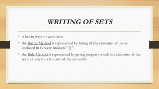WRITING ON SETS AND OPERATION ON SETssss | PPTX