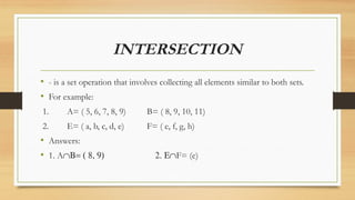 WRITING ON SETS AND OPERATION ON SETssss | PPTX