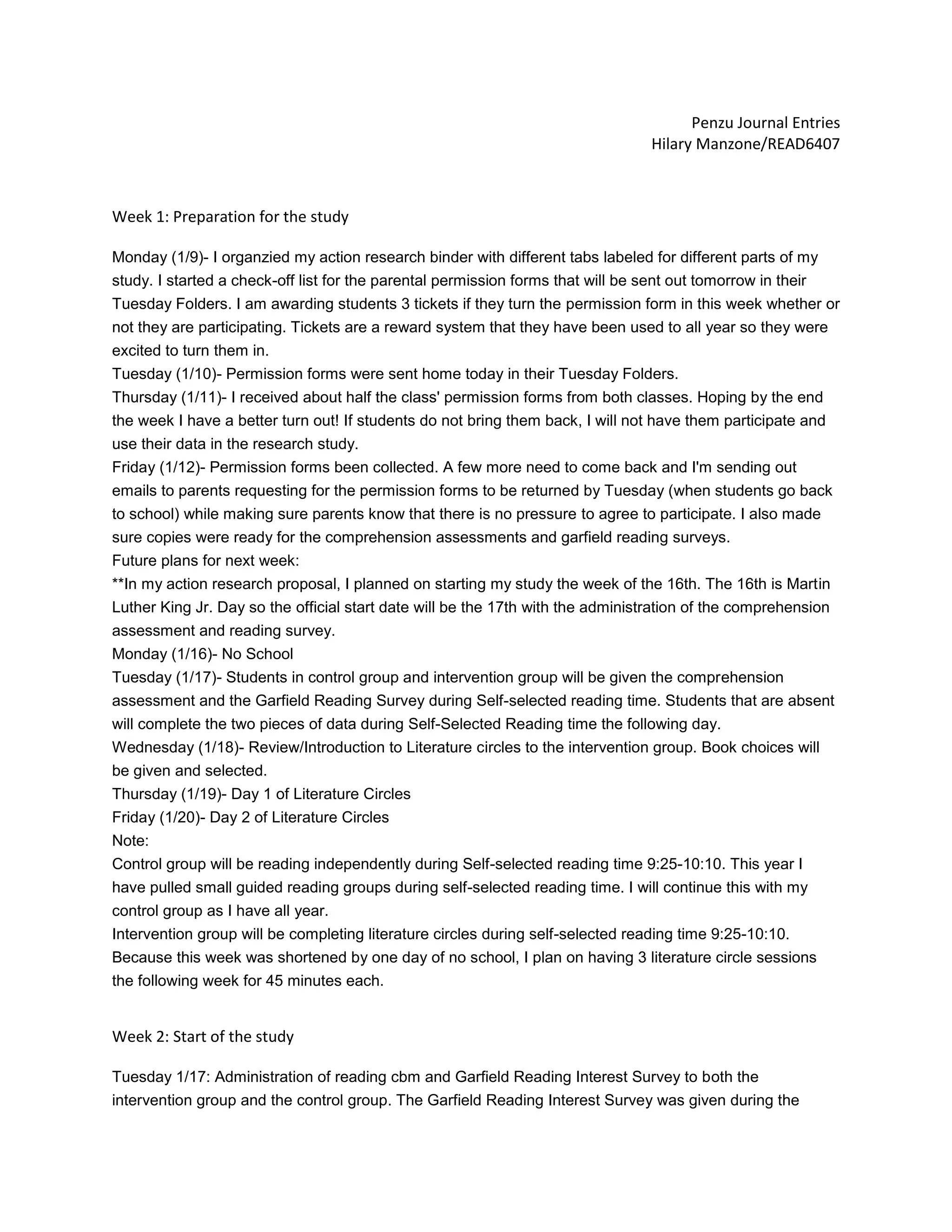 Manzone h read6407_penzu journal entries | DOCX