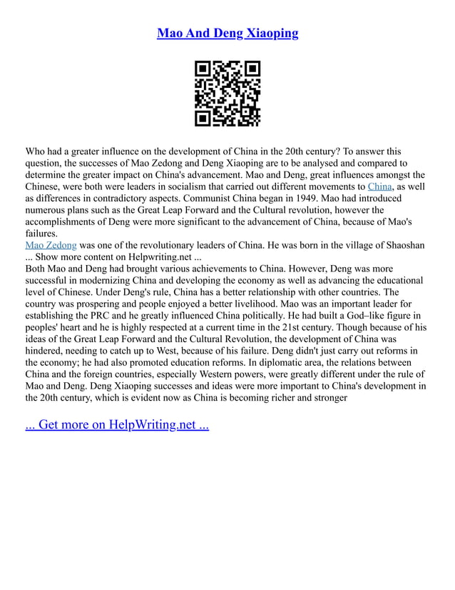 Mao And Deng Xiaoping | PDF | Political Issues & policy | Politics