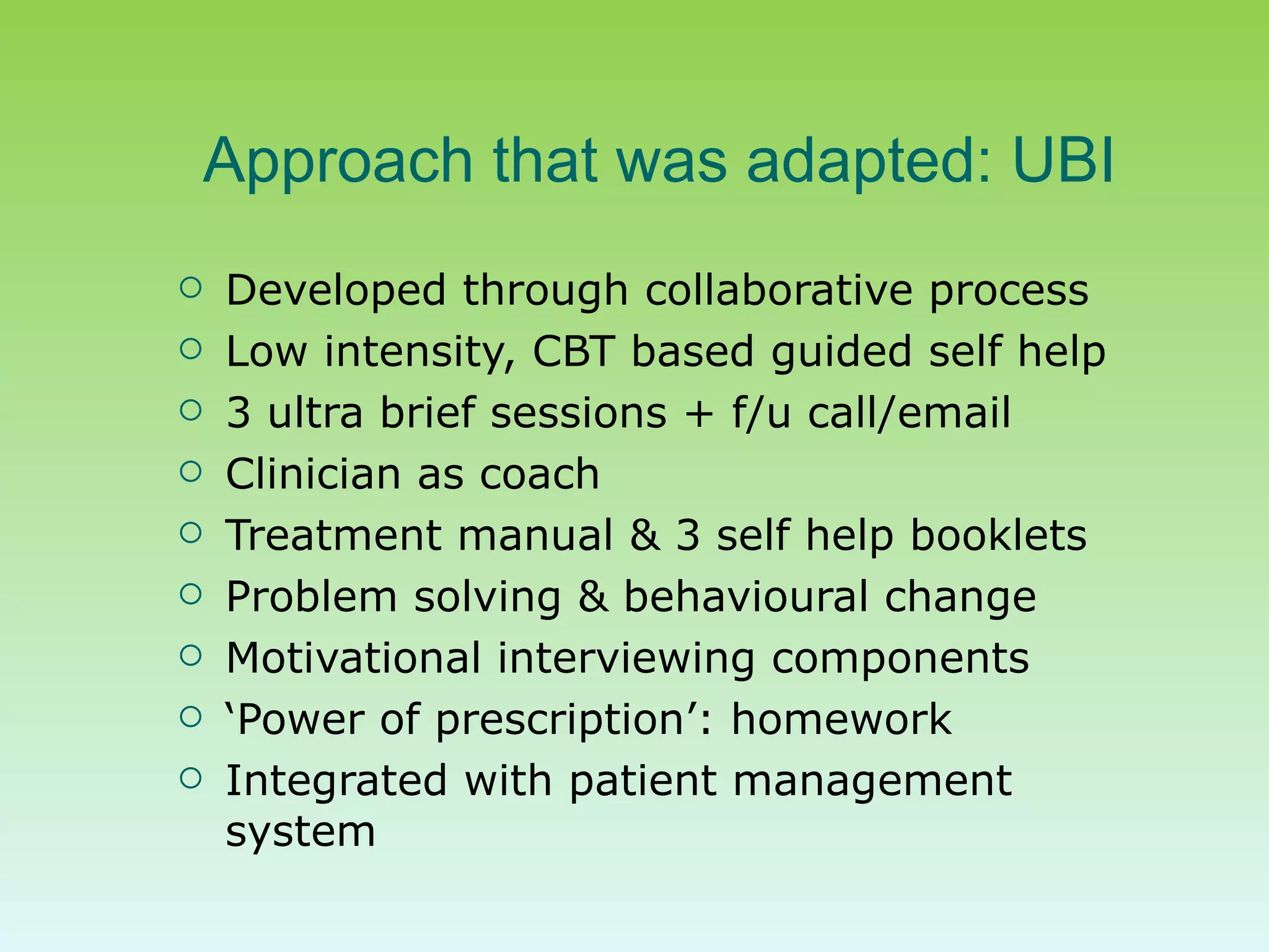 Maori adaptation of a low intensity intervention for primary care | PPT