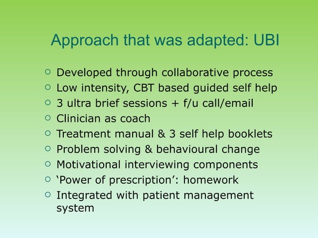 Maori adaptation of a low intensity intervention for primary care | PPT