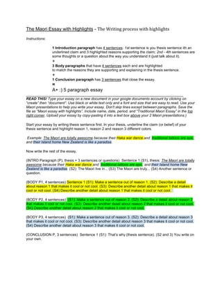 Maori essay highlights | DOCX