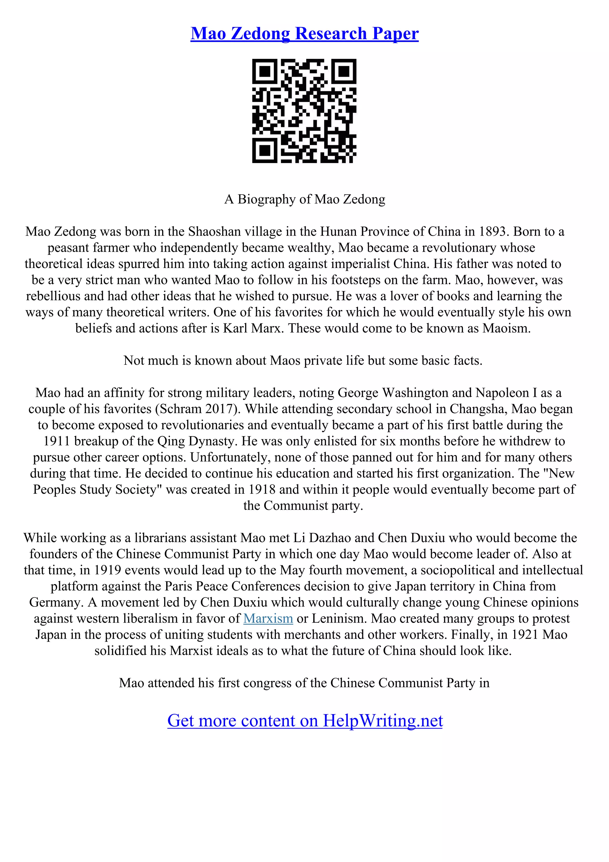 Mao Zedong Essay | PDF