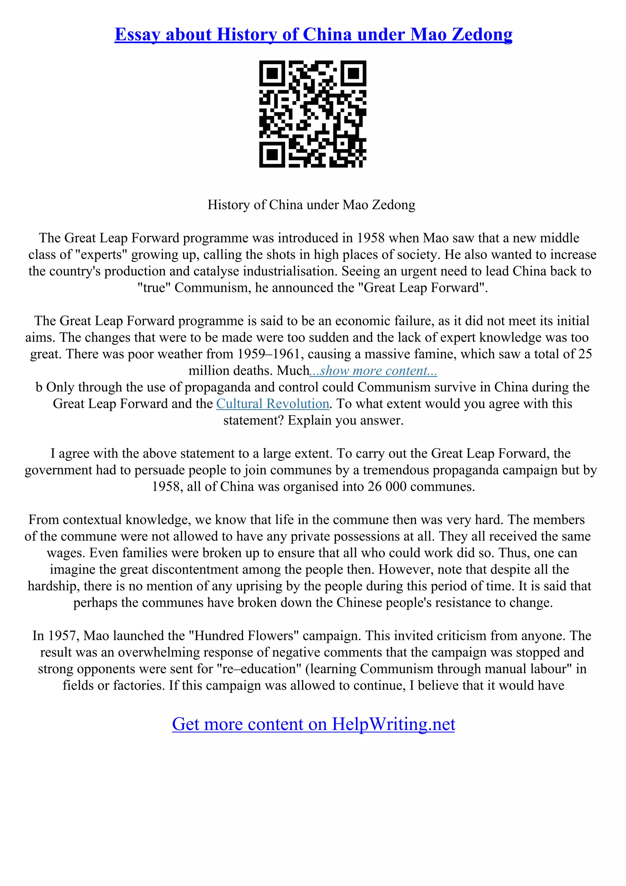 Mao Zedong Essay | PDF