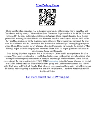 Mao Zedong Essay | PDF