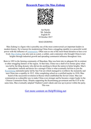 Mao Zedong Essay | PDF