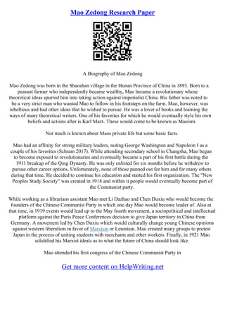 Mao Zedong Essay | PDF