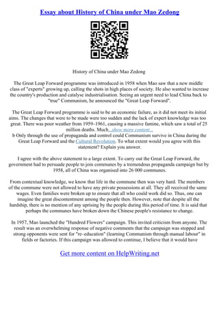 Mao Zedong Essay | PDF