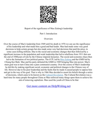 Mao Zedong Essay | PDF