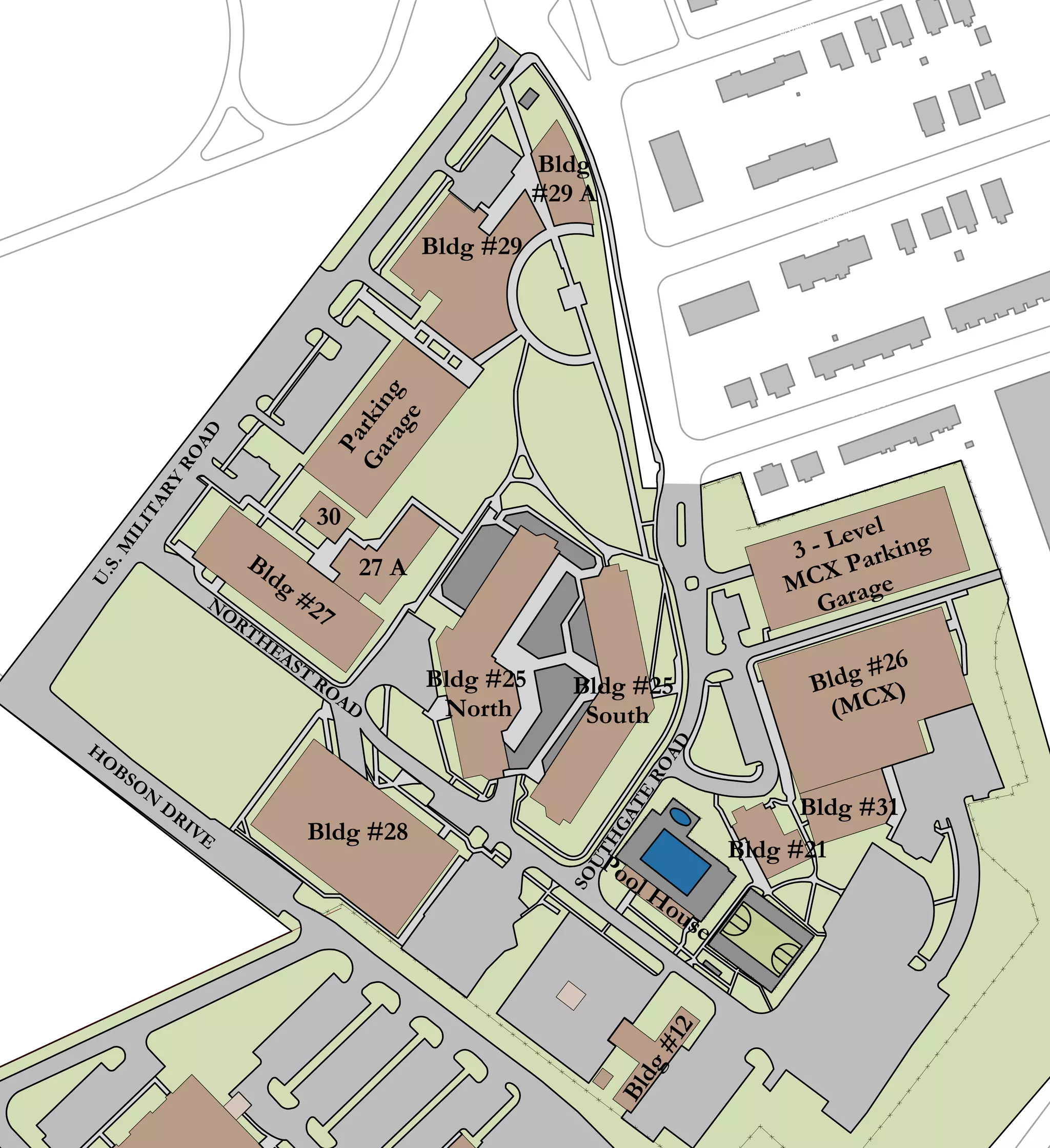 Map of Henderson Hall's Southgate Road construction, alteranate parking ...