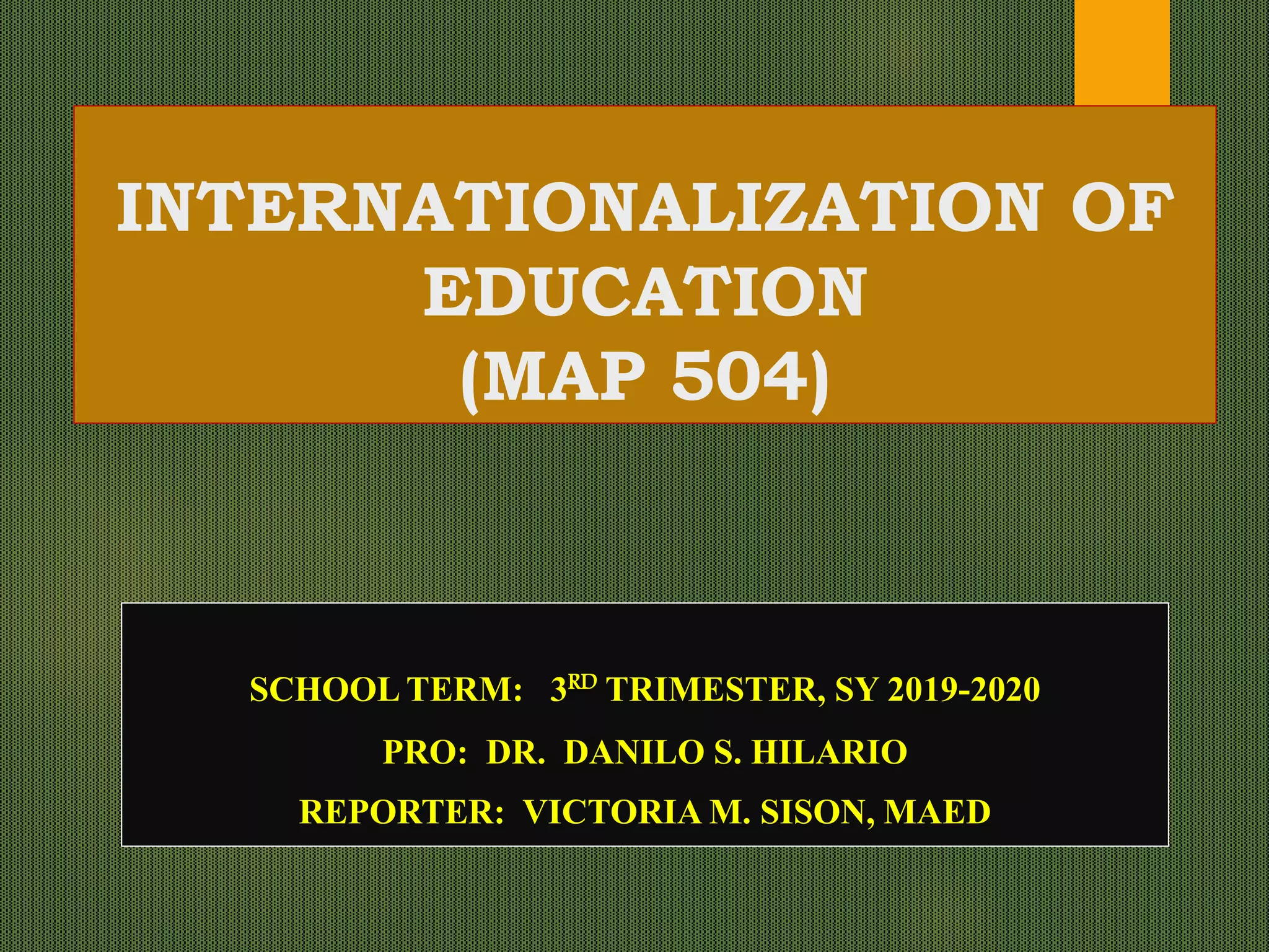 MAP 504 INTERNATIONALIZATION OF EDUCATION : ISO/ISA WASHINGTON ACCORD ...